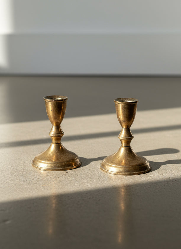Vintage Solid Brass Mini Candle Holders – Classic Taper Pair – Hommes ...